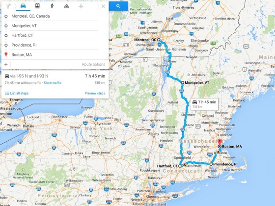 Road Tripping from Canada to Boston